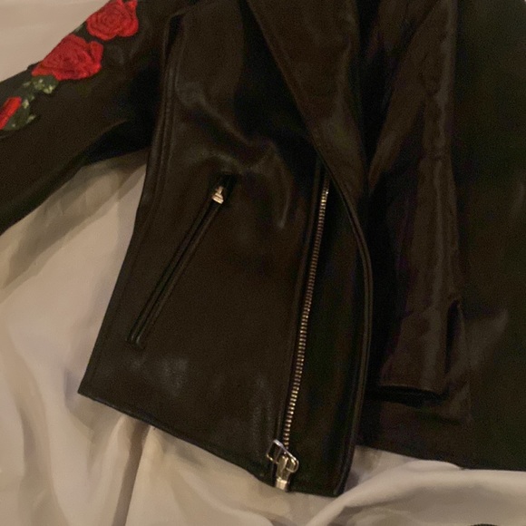 PacSun | Jackets & Coats | Pacsun La Faux Leather Jacket W Roses | Poshmark